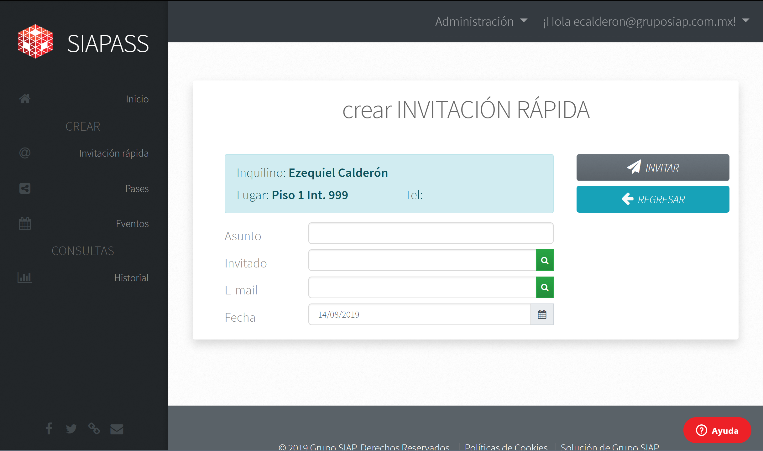 Crear invitación rápida – Grupo SIAP
